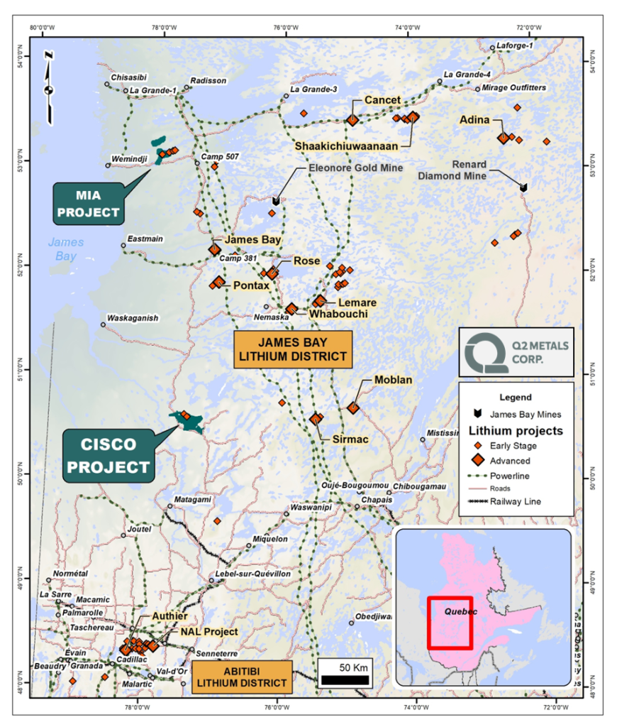 Projet Cisco Lithium - Q2 Metals Corp.